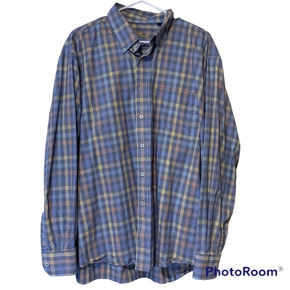 Alan Flusser | Shirts | Alan Flusser Mens Colorful Plaid Checkered Print Cotton Button Up Shirt ...
